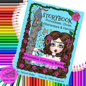 Printable Storybook and Fairytale Girls Coloring Book. Fun, Cute ...
