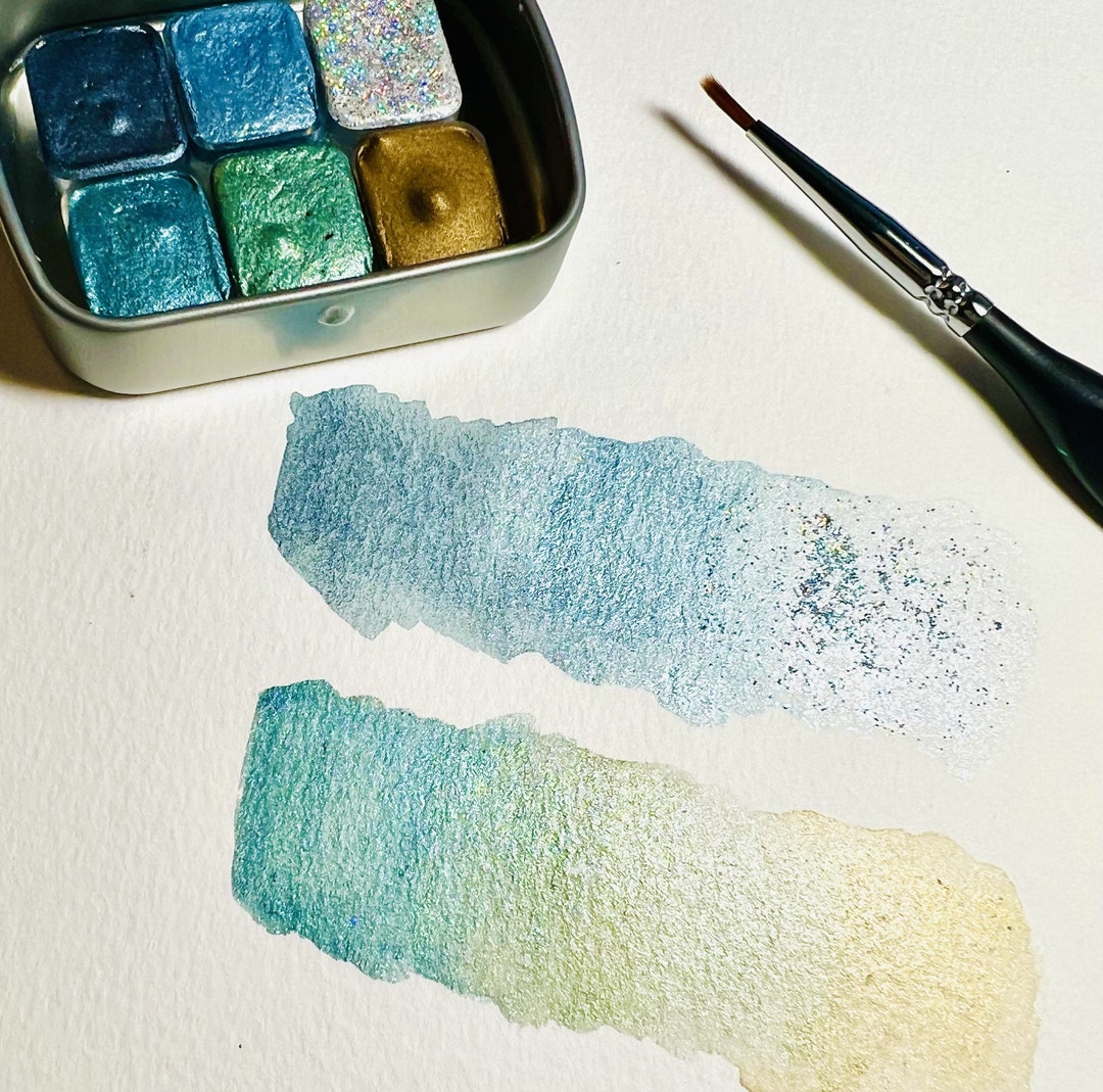 TIDES Mica Watercolors. Handmade Mini Set of 6 Quarter Pans in a Cute ...