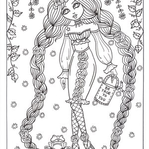 Printable Storybook and Fairytale Girls Coloring Book. Fun, Cute ...
