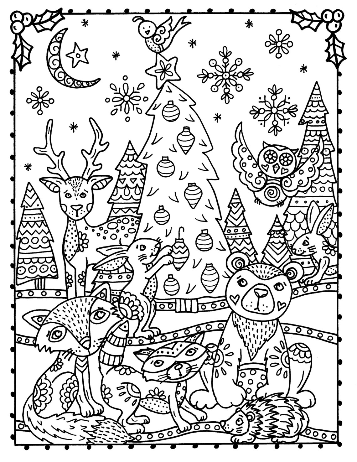 Winter Woodland Wonderland Coloring Book Digital, Printable, Christmas ...
