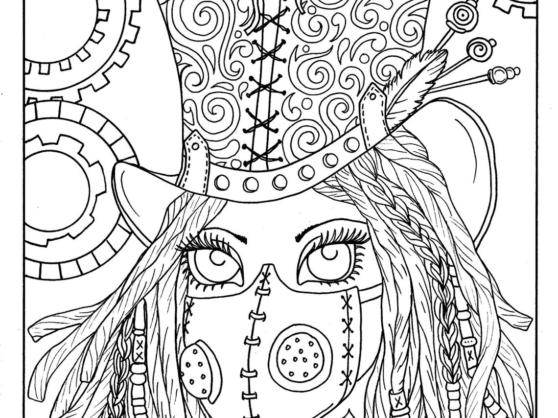 Steampunk Pirate Girls Coloring Fun Instant Download Print | Etsy