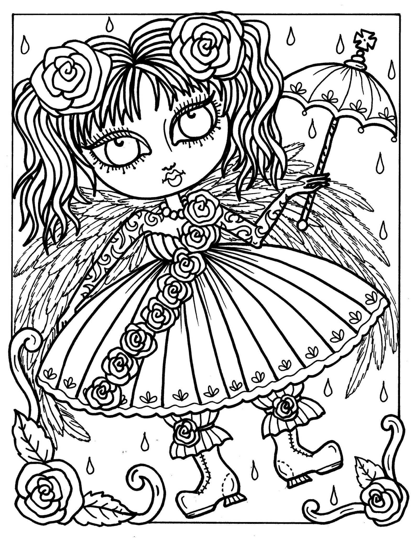 Digital Book Gothic Angels Instant Download Coloring Book Adult Color ...