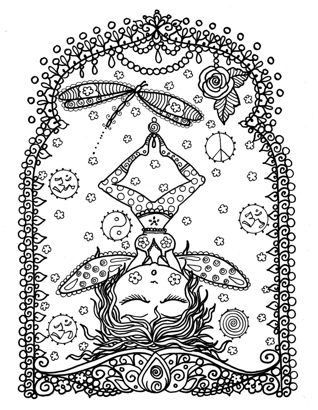 Zen Fairy Balance Yoga Adult Coloring Books Pages Art, Digi Stamp ...