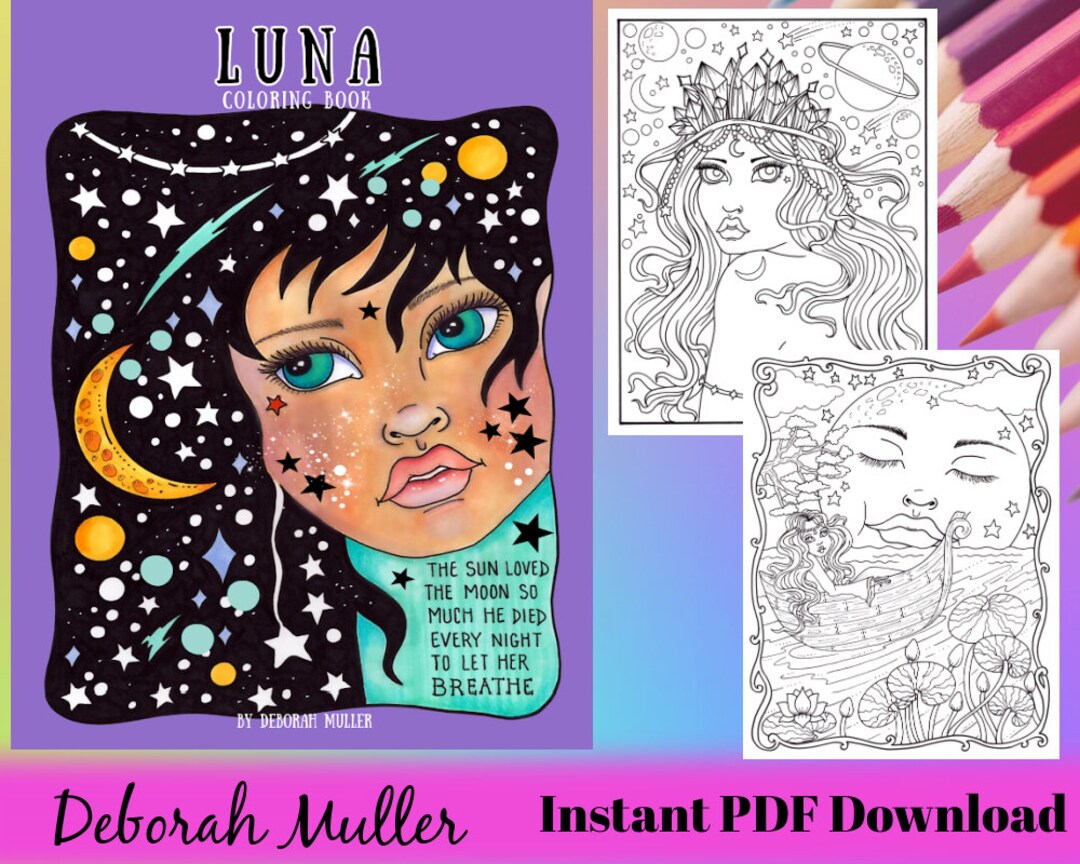 LUNA Instant Download COLORING Book Stars and Moons PDF - Etsy
