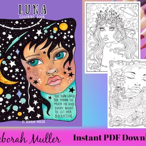 LUNA Instant Download COLORING Book, Stars and Moons PDF - Etsy