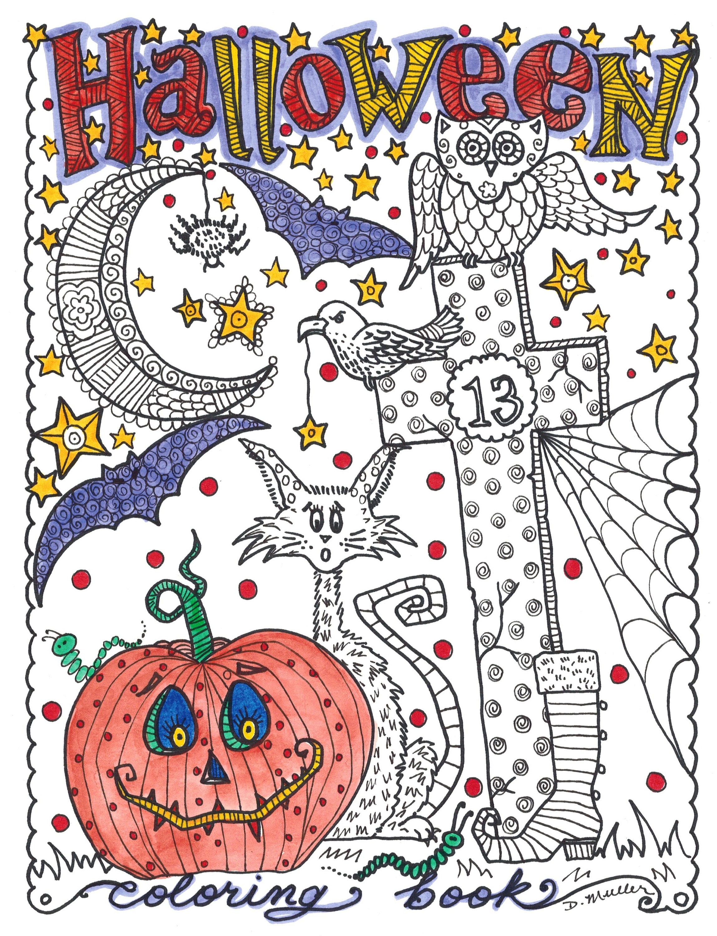 Halloween Digital Coloring Book Adult Coloring Color Pages - Etsy