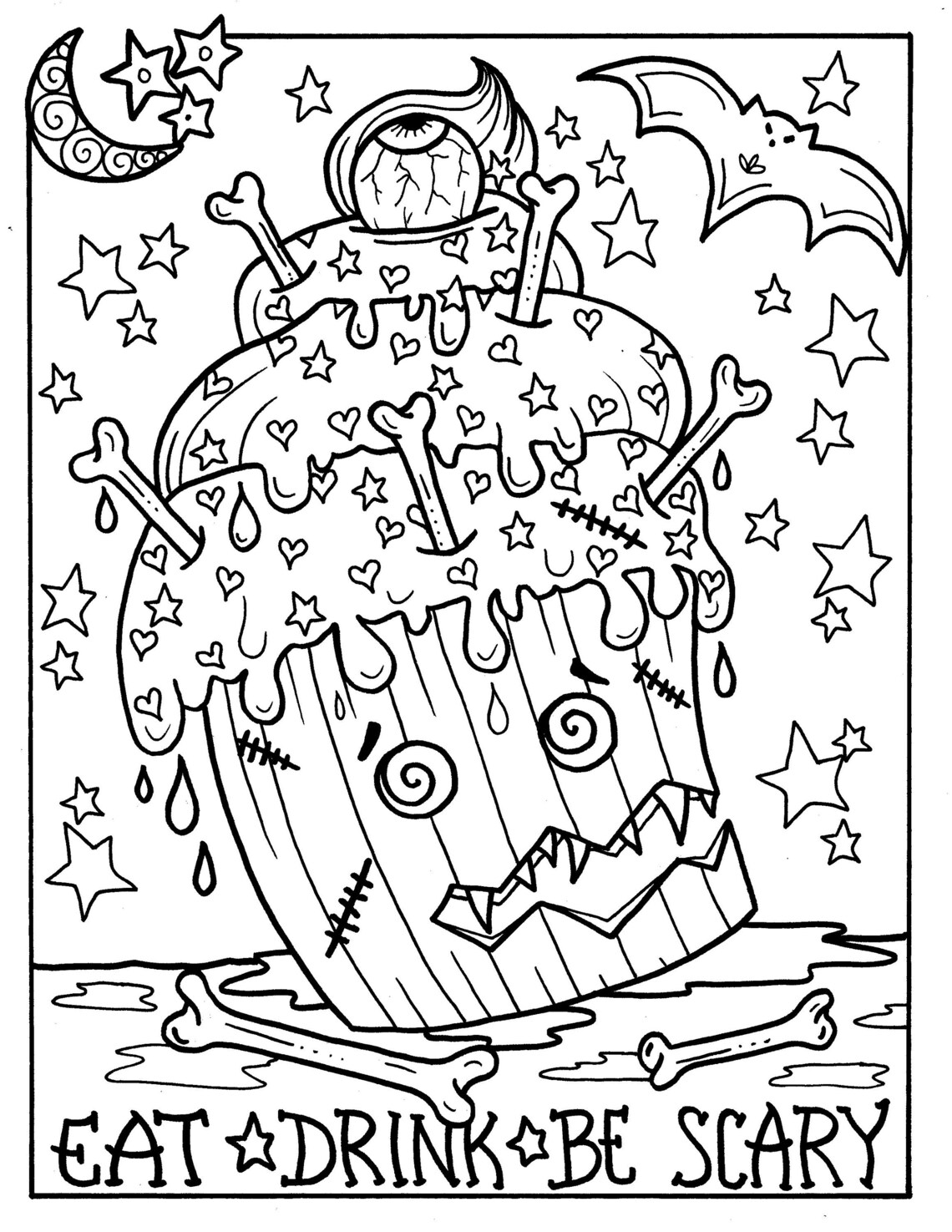 5 Pages Halloween Cupcakes Part 2 Printables Adult Coloring | Etsy
