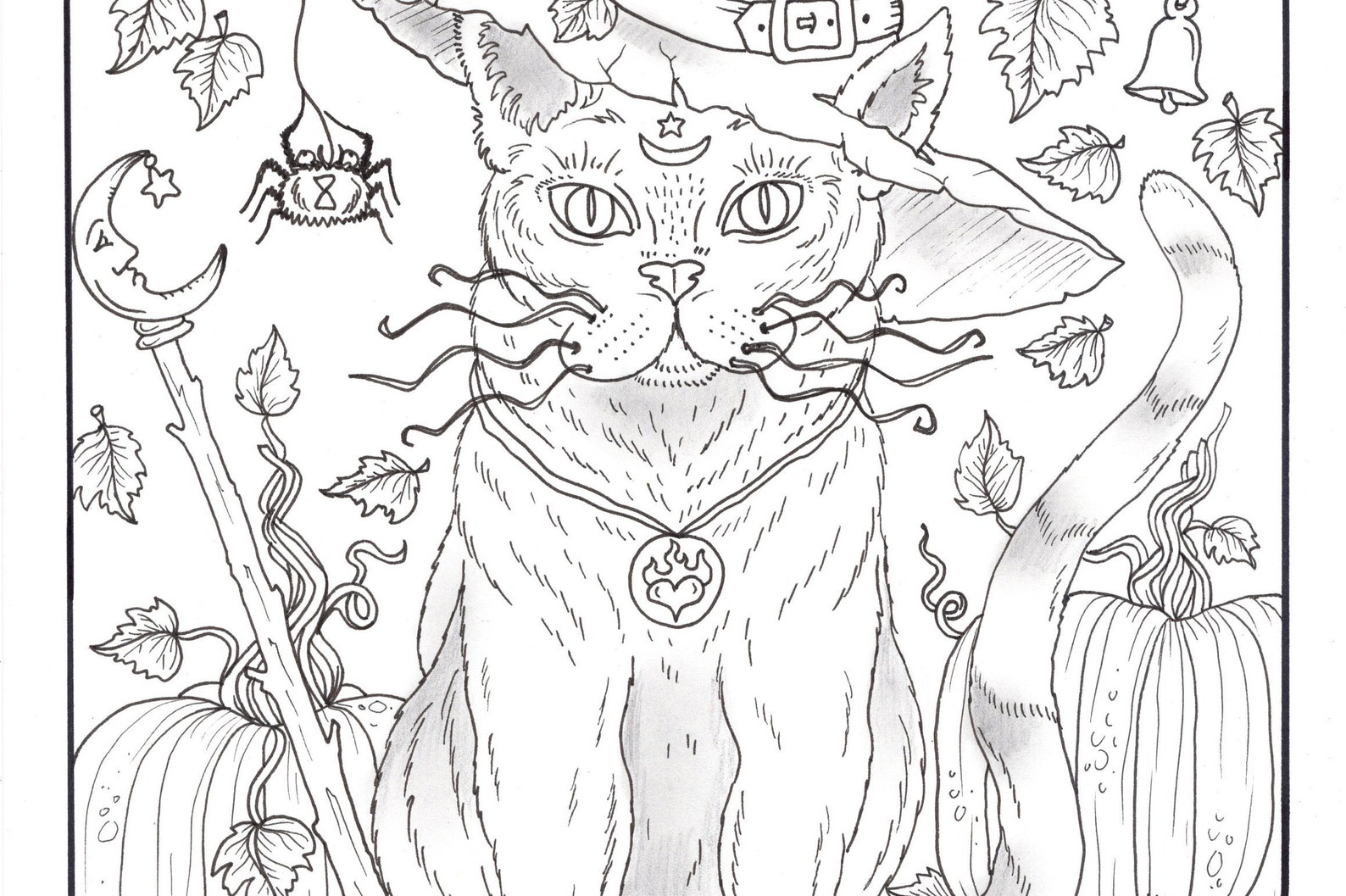 Bewitched Kitty Coloring Page. Digital PDF Instant Download. | Etsy