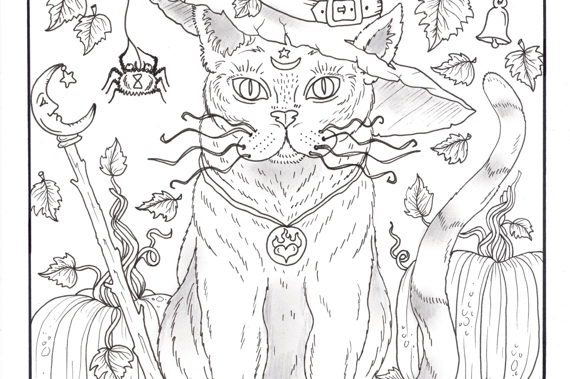 Bewitched Kitty Coloring Page. Digital PDF Instant Download. | Etsy