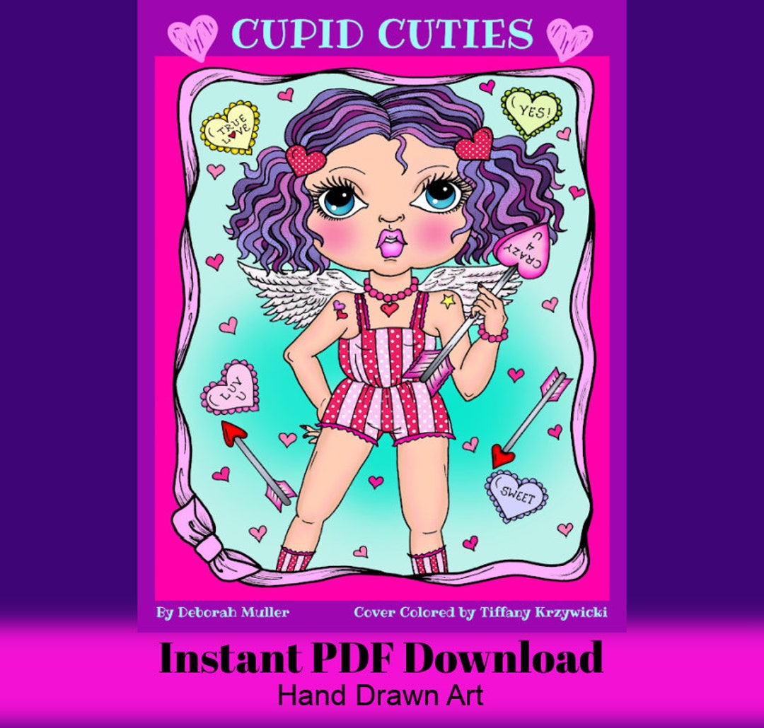 Cupid Cuties Digital Coloring Book. PDF File, Valentine Coloring Book ...