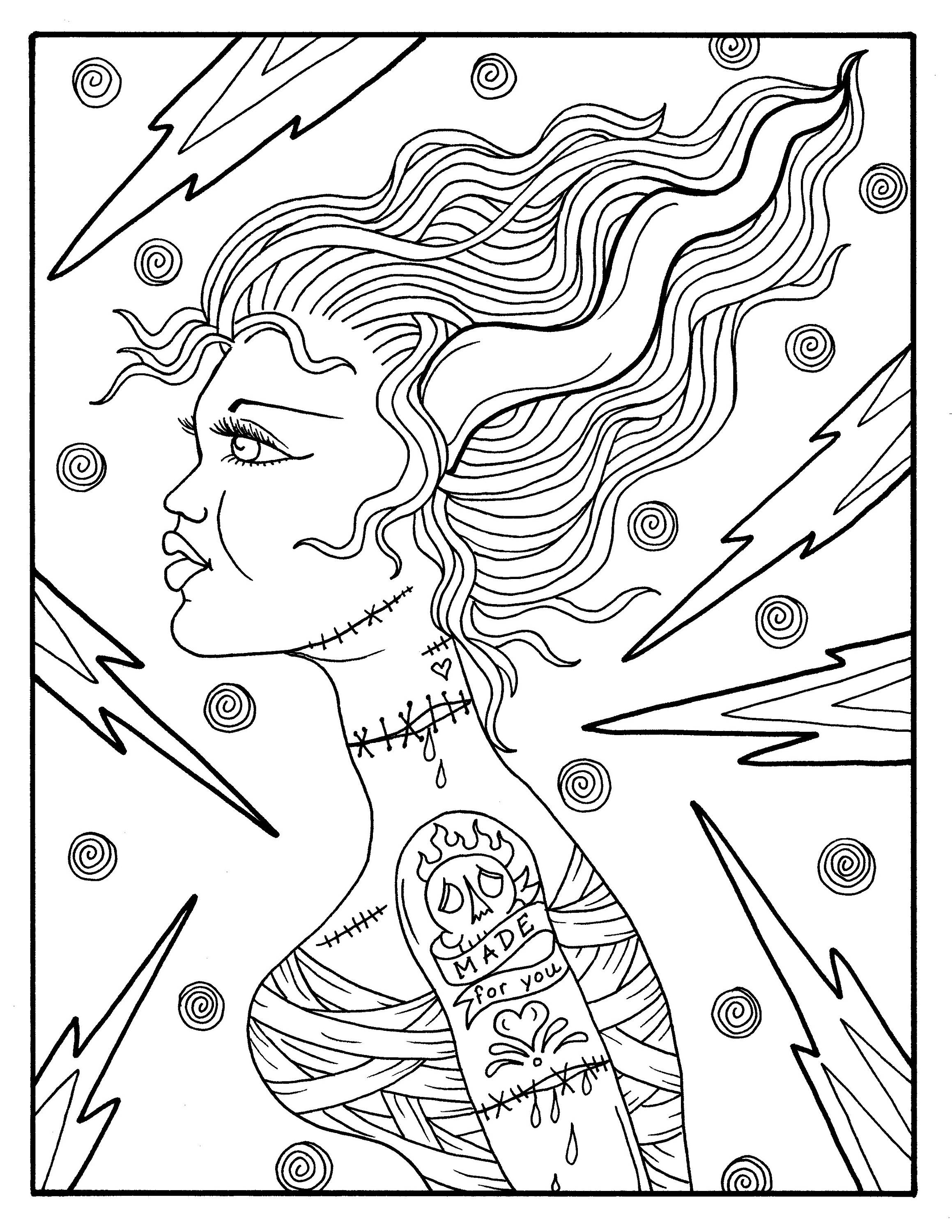 Zombie Pin Up Girl Coloring Pages