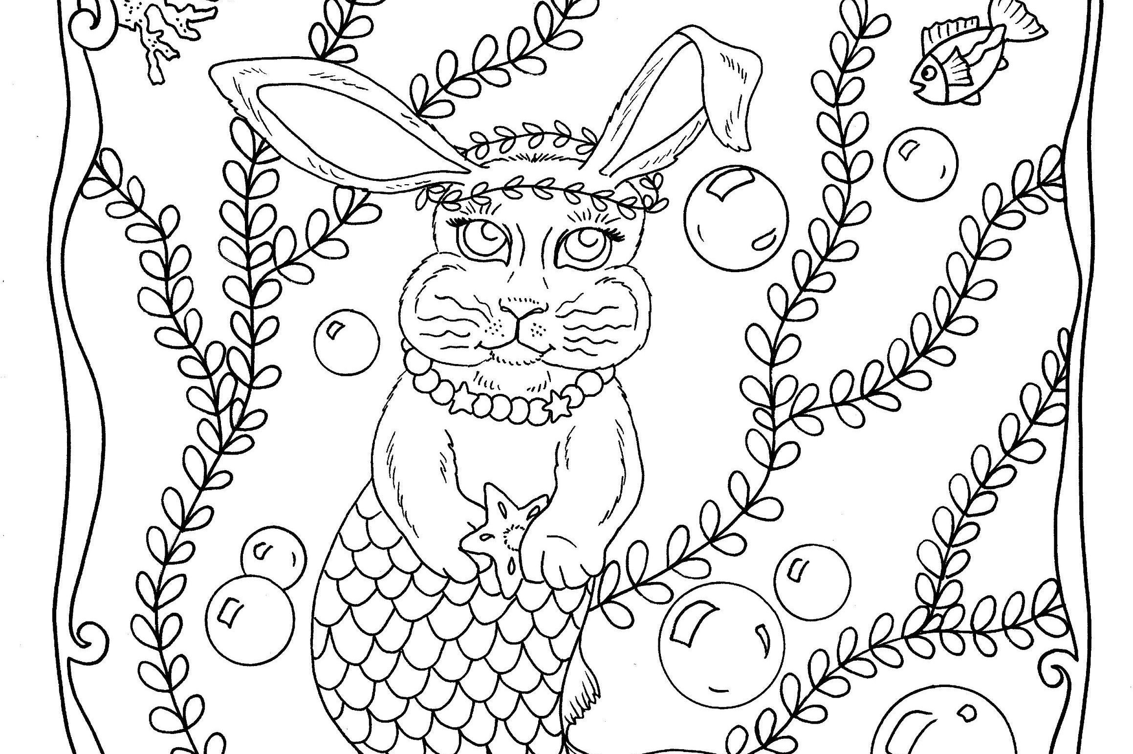 Mer-animals 3 Mermaid Animals to Color. Mer-bunny, Mer-kitty, Mer-doggy ...