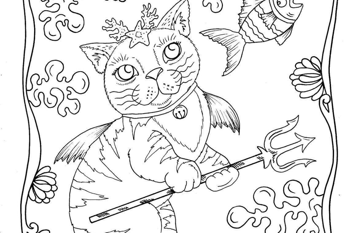 Mer-animals 3 Mermaid Animals to Color. Mer-bunny Mer-kitty - Etsy