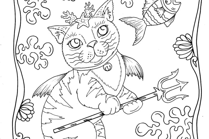 Mer-animals 3 Mermaid Animals to Color. Mer-bunny Mer-kitty | Etsy