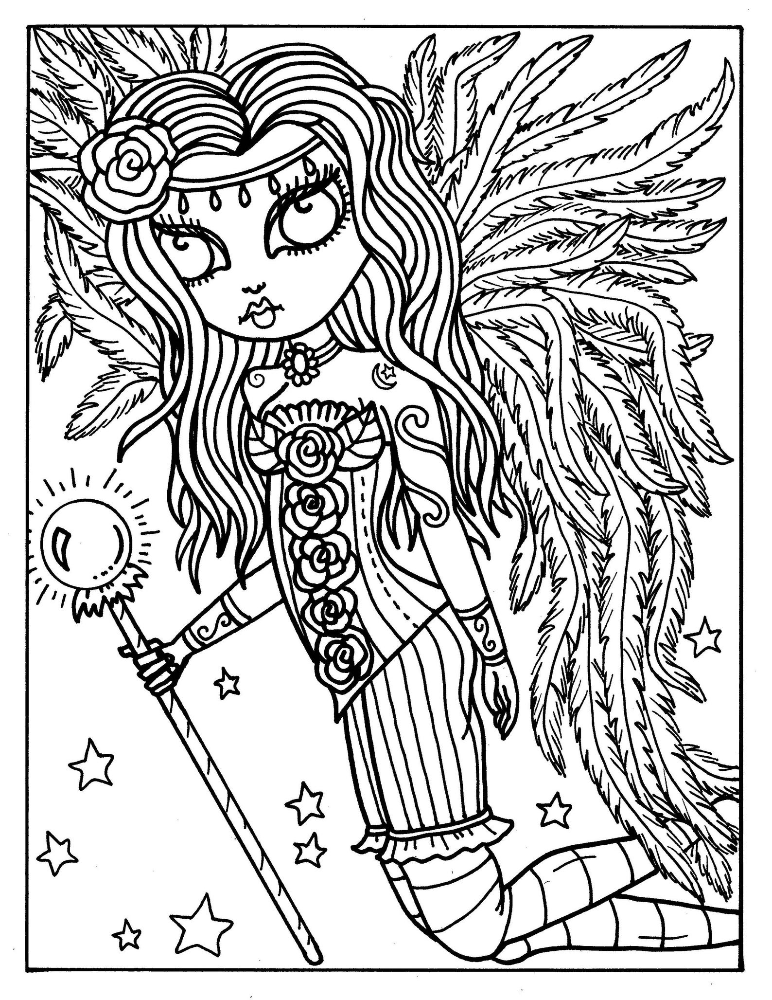 5 Pages Gothic Angels to Color Coloring Book Digital | Etsy