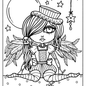 5 Pages Gothic Angels Digital Coloring Adult Coloring Clip - Etsy