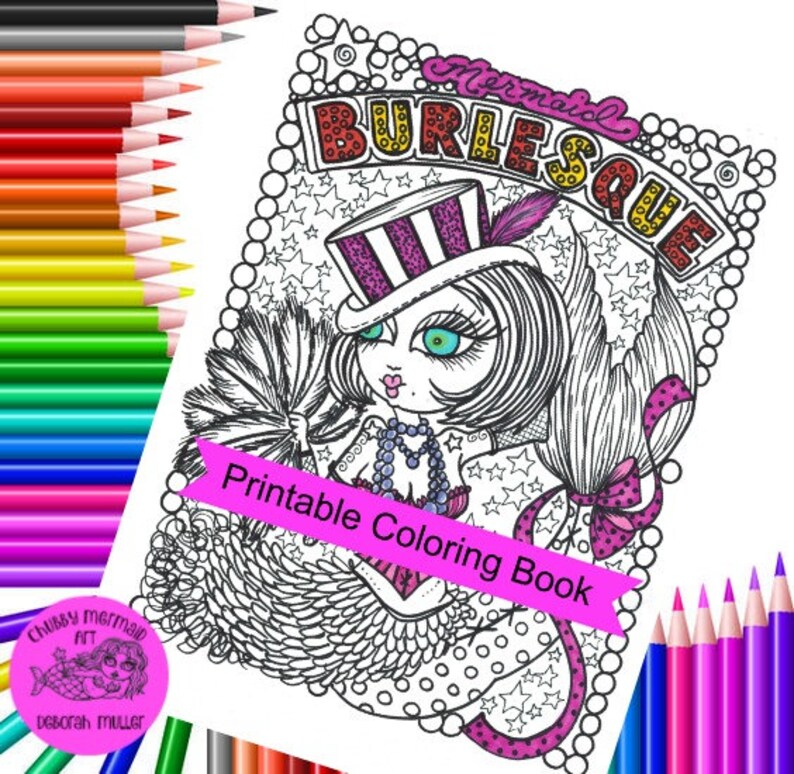Digital Book Burlesque Mermaids Coloring Book Adult, Fun Mermaids ...