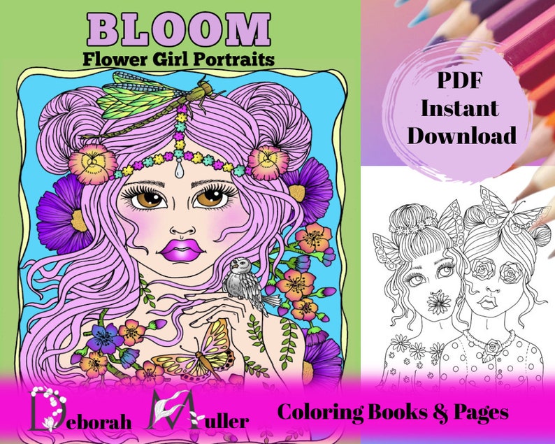 BLOOM Instant Download Coloring Book. 31 Pages of Fun Flower Girl ...