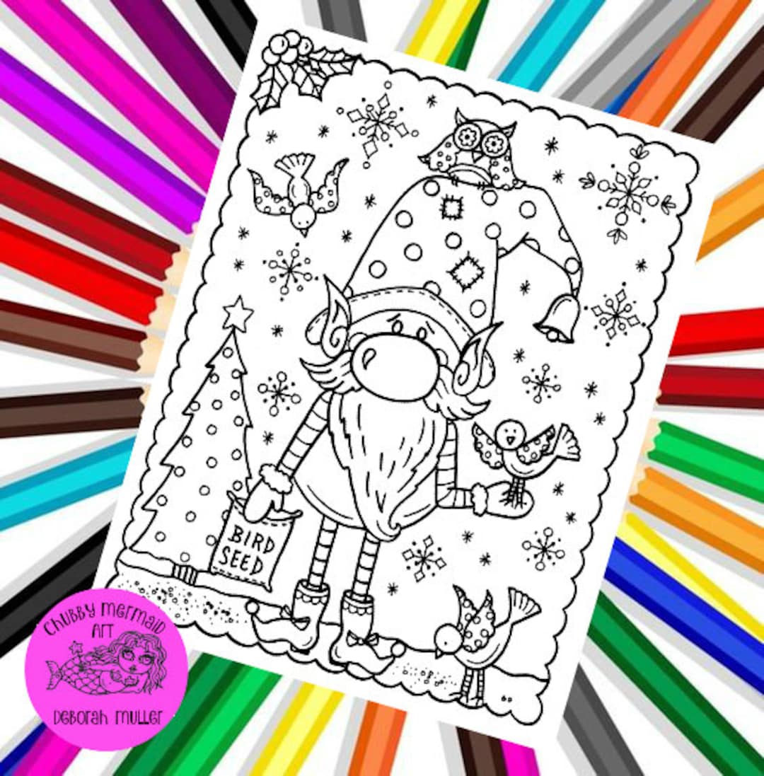 Gnome Winter Helper Digital Download, Printable Coloring Page ...