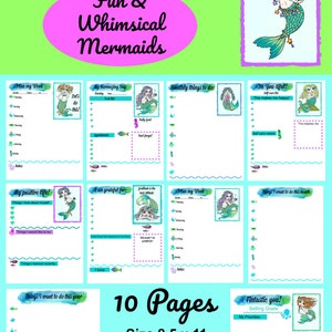 Planner Pages Printable. Cute Mermaids to Brighten Your Day! 10 Pages ...