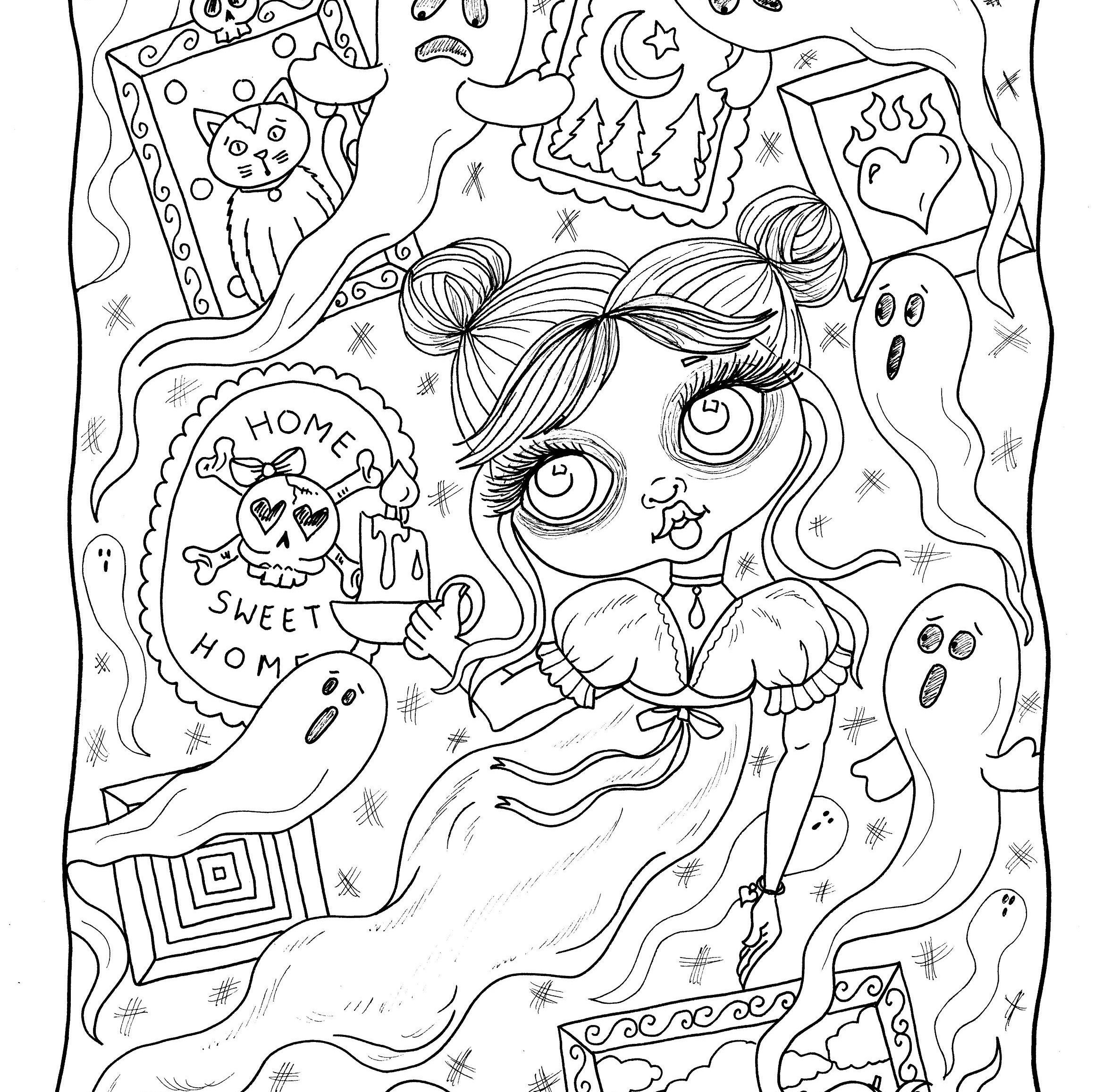 GHOST GIRL Instant Download Coloring Book. Deborah Muller - Etsy Canada