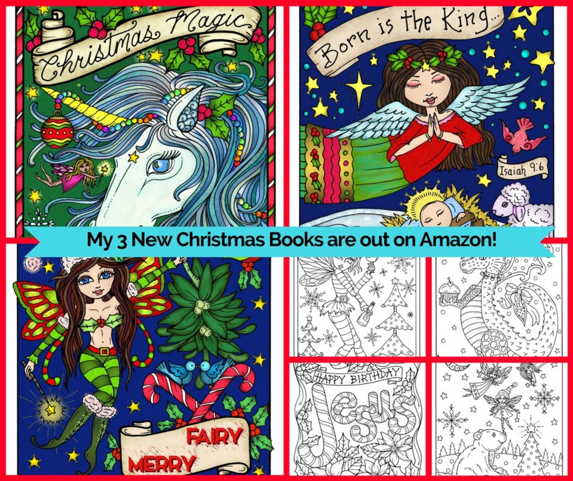 Digital Fairy Merry Christmas Coloring Book Digital Download Fairies ...