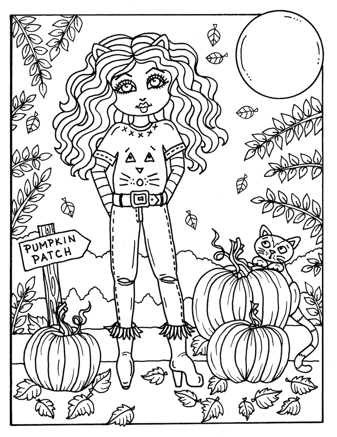 7 PAGES FALL Girls Digital Coloring Pages Digi, Color Page, Instant ...