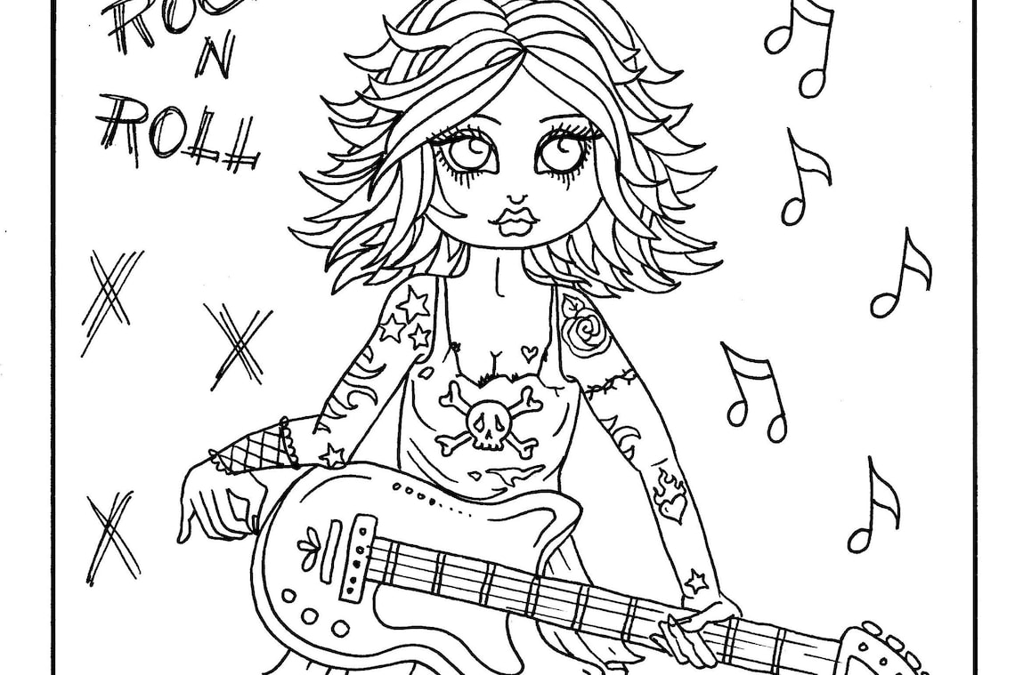 Rock N Roll Girls Digital Coloring Book. Over 40 Pages of - Etsy