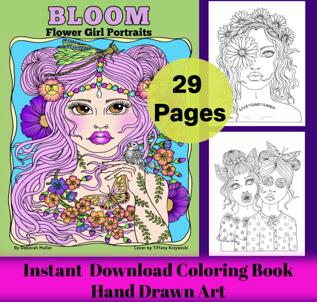 BLOOM Instant Download Coloring Book. 31 Pages of Fun Flower Girl ...