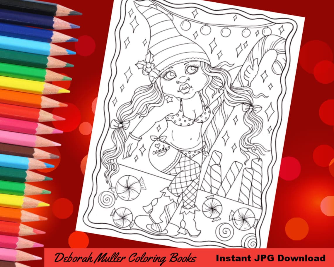 GNOME Candy Stripper Adult Coloring Page. Christmas Coloring. - Etsy