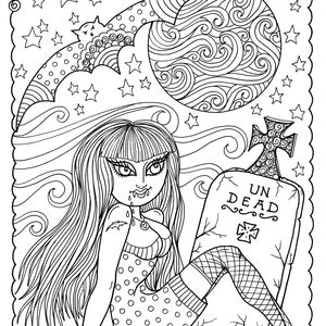 Vampire Vixens Digital Coloring Book, Hallween, Creepy Cute Girls ...