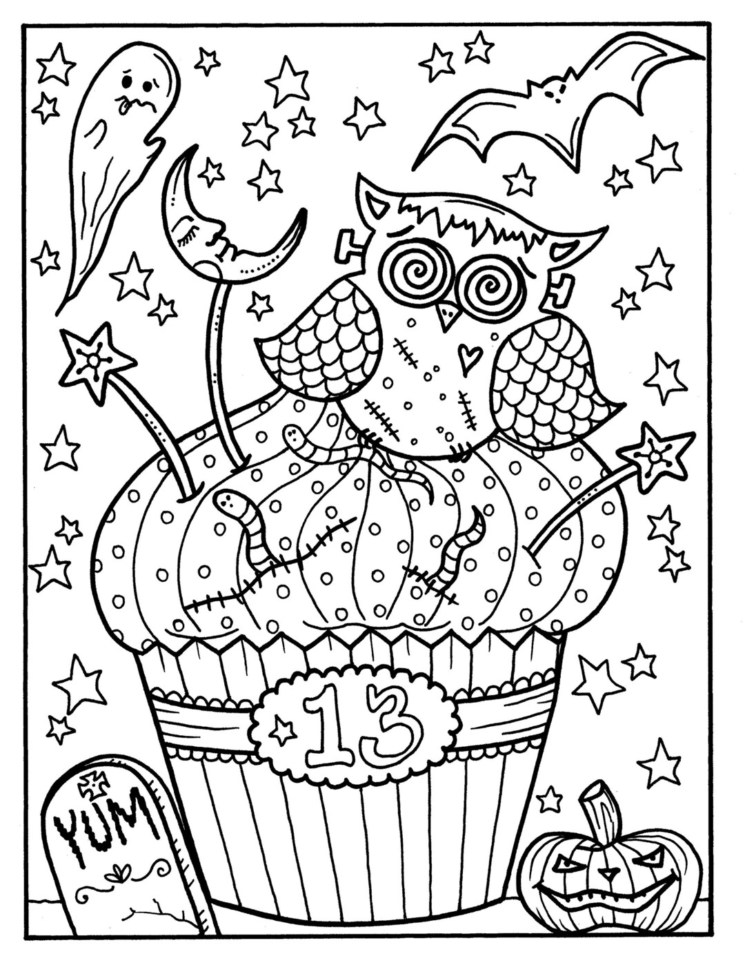 Halloween Cupcakes Part 2 Printables Adult Coloring Fun for - Etsy