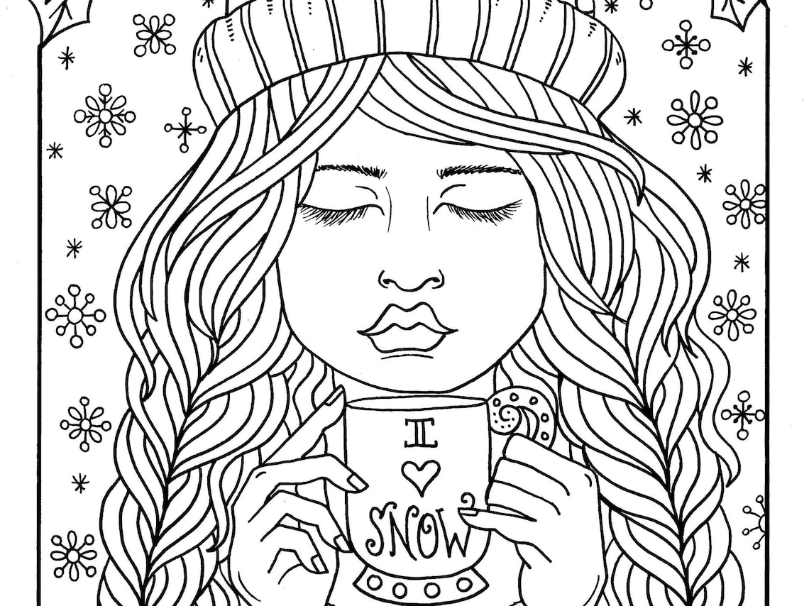 5 Christmas Girls Printable Coloring Pages. Holiday Coloring - Etsy