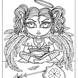 5 Pages Gothic Angels to Color Coloring Book Digital - Etsy
