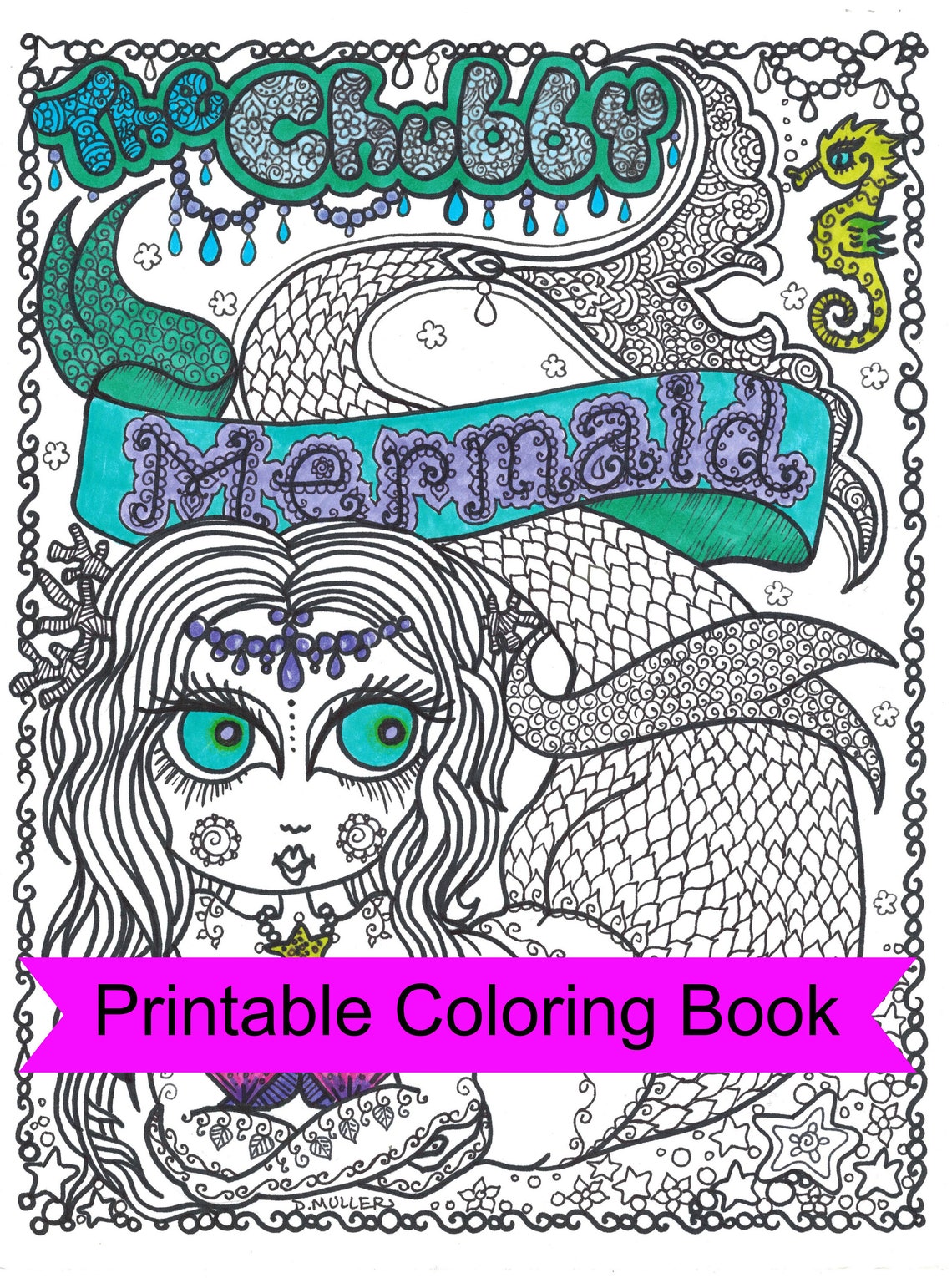 Instant Download Chubby Memaid Coloring Book, Adult Coloring, Digital ...
