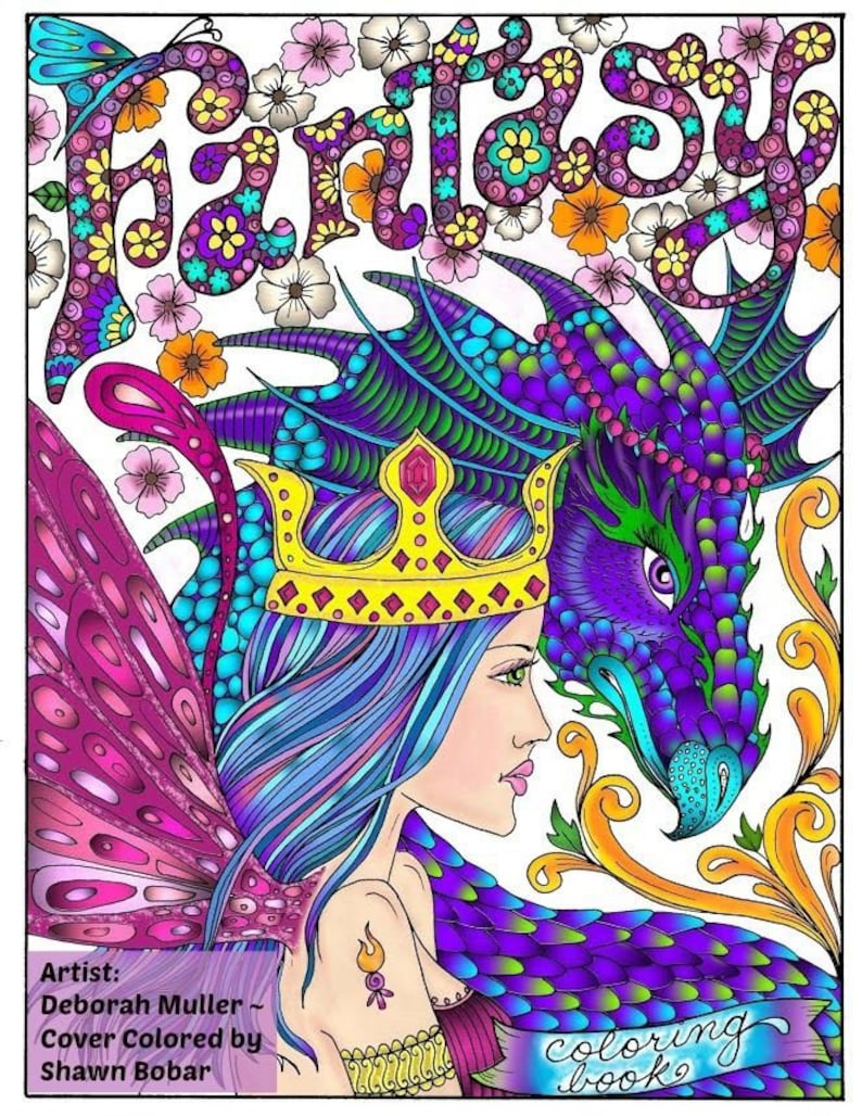 Fantasy Digital Download Printable Book, Adult Coloring, Coloring Digi ...