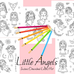 Little Angels Mini Illustrations to Color. 16 Tiny Images, 5 Pages ...