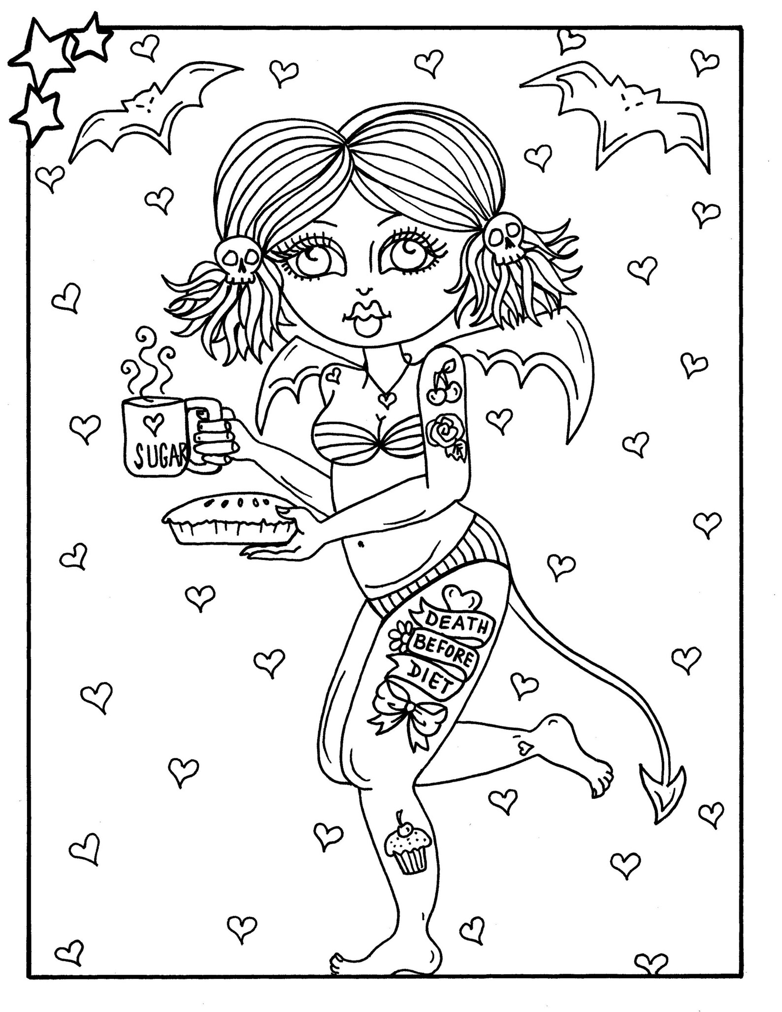 Halloween Sweets and Pinups Digital Download Coloring Book, Cupcakes ...
