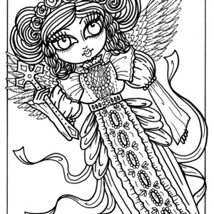 5 Pages Gothic Angels to Color Coloring Book Digital - Etsy