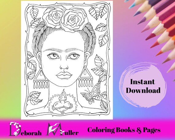 Frida Coloring Page. Instant Download JPG. Digital Art Frida - Etsy