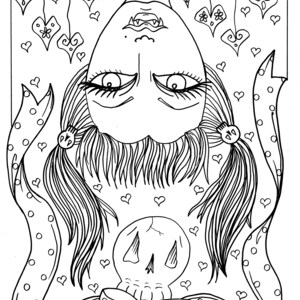 Vampire Vixens Digital Coloring Book, Hallween, Creepy Cute Girls ...
