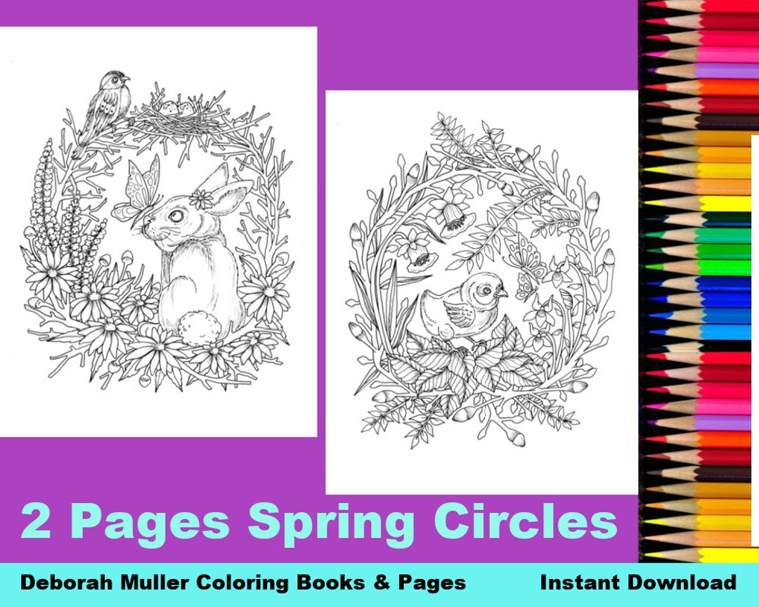 2 Pages of Spring Time Circles. Cute Spring Animals and Flowers to ...
