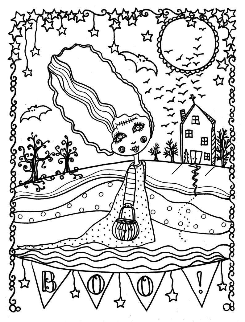 Halloween Digital Coloring Book adult coloring color pages | Etsy