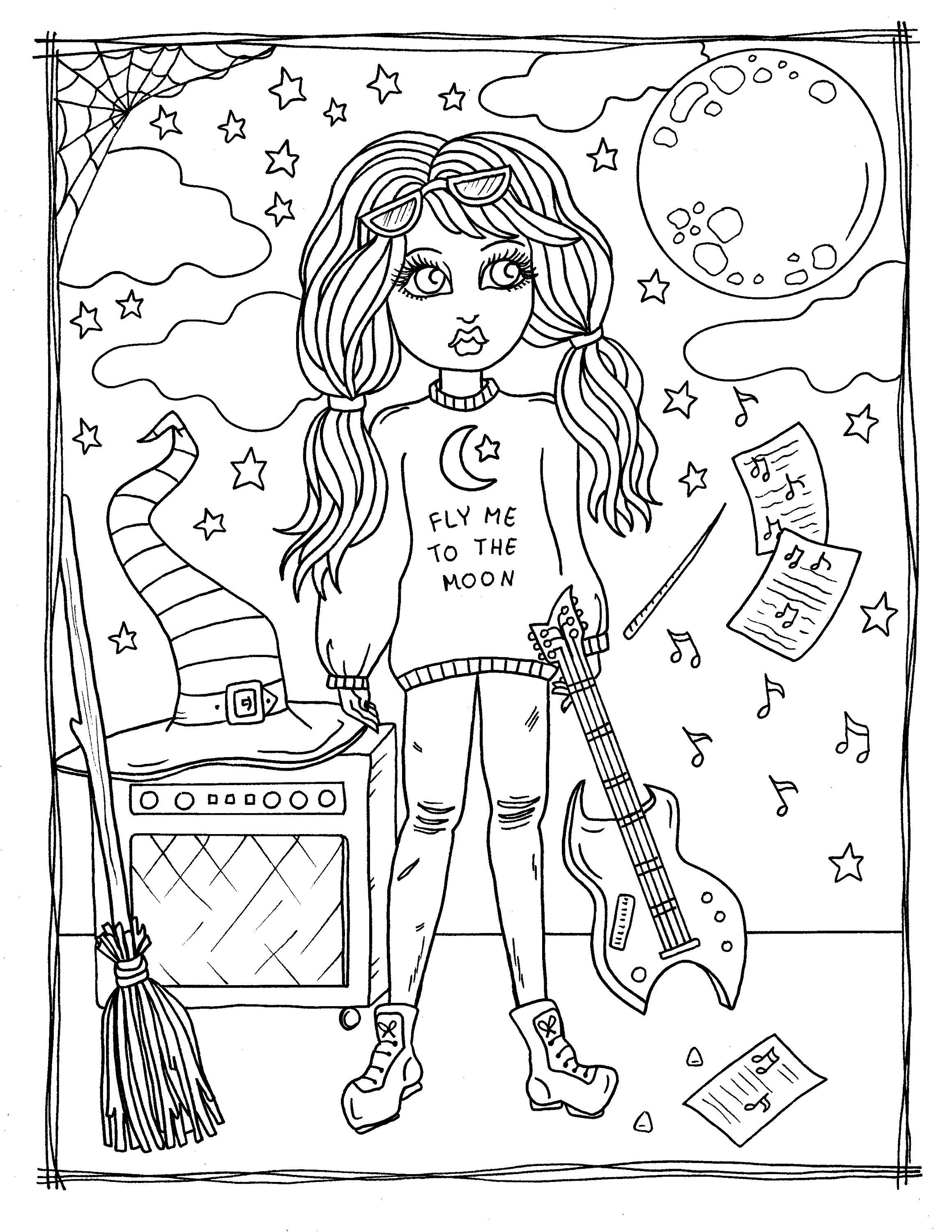 Little Witches Digital Coloring Book. Print and Color Cute - Etsy