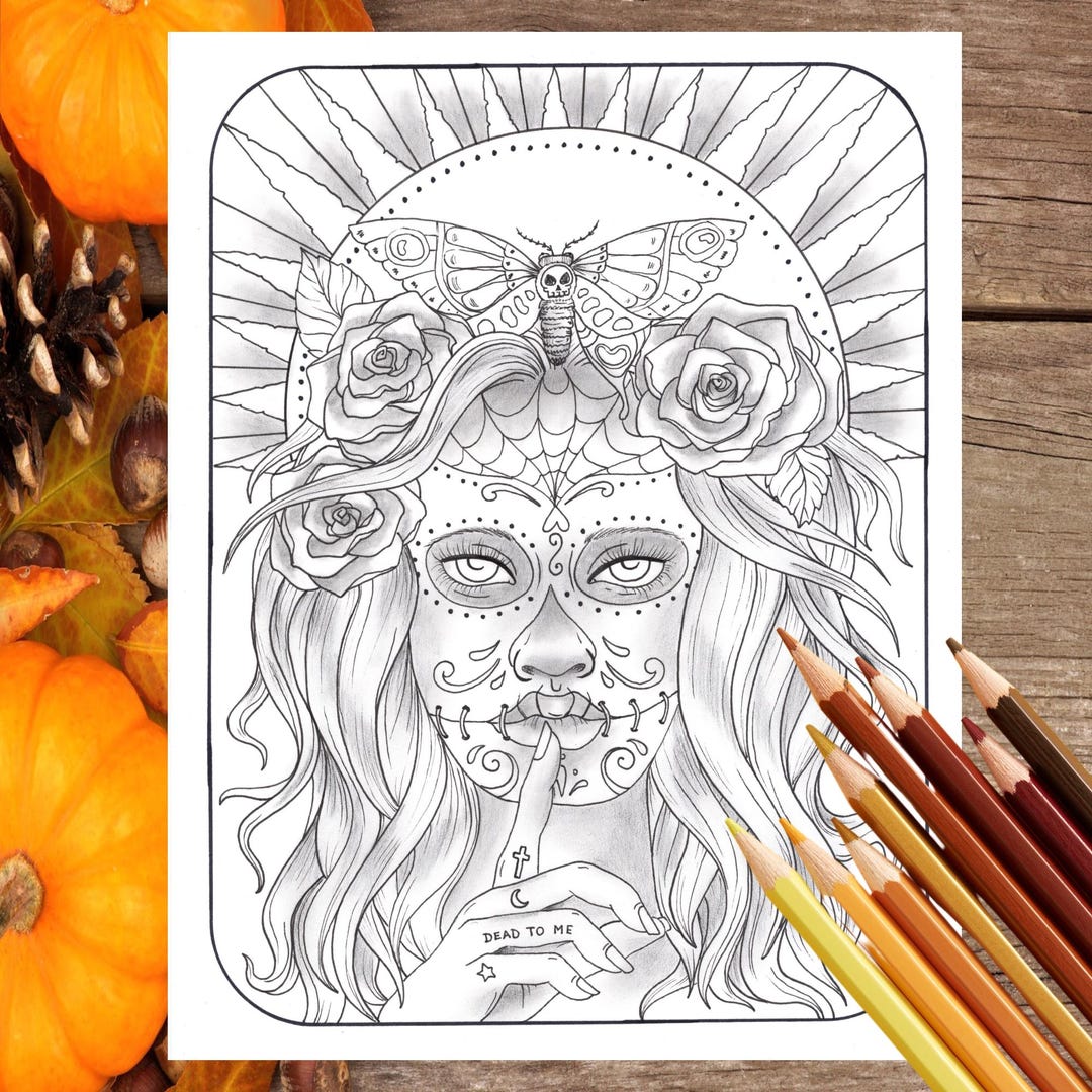 Dead to Me Girl Pdf Coloring Instant Download, Halloween Day of the ...