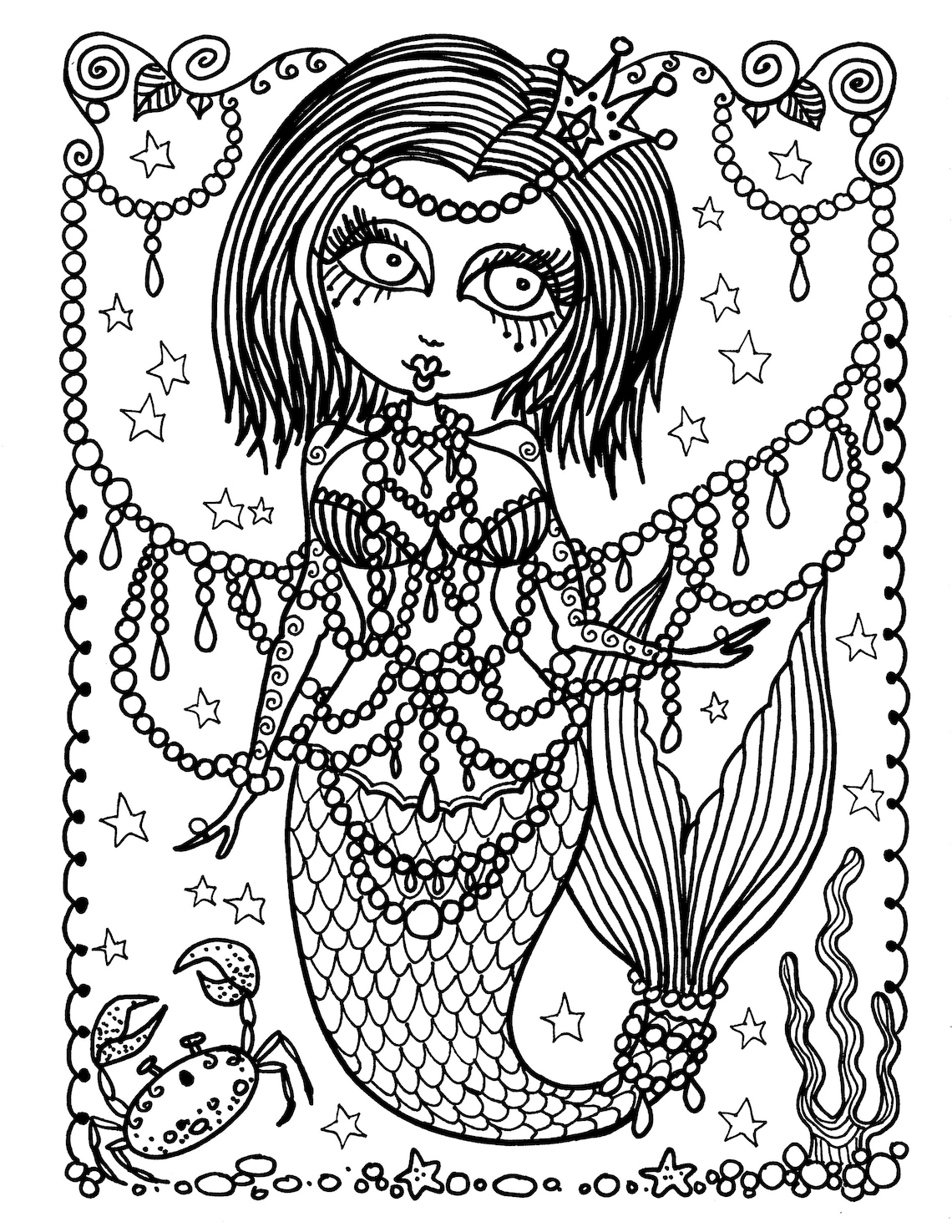 Digital Book Burlesque Mermaids Coloring Book Adult, Fun Mermaids ...