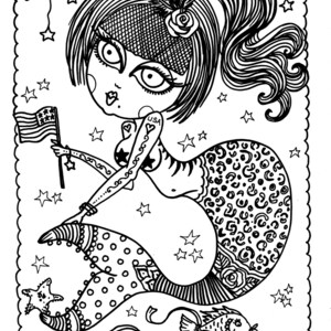 5 Pages Burlesque Mermaids to Color Digital Coloring for - Etsy