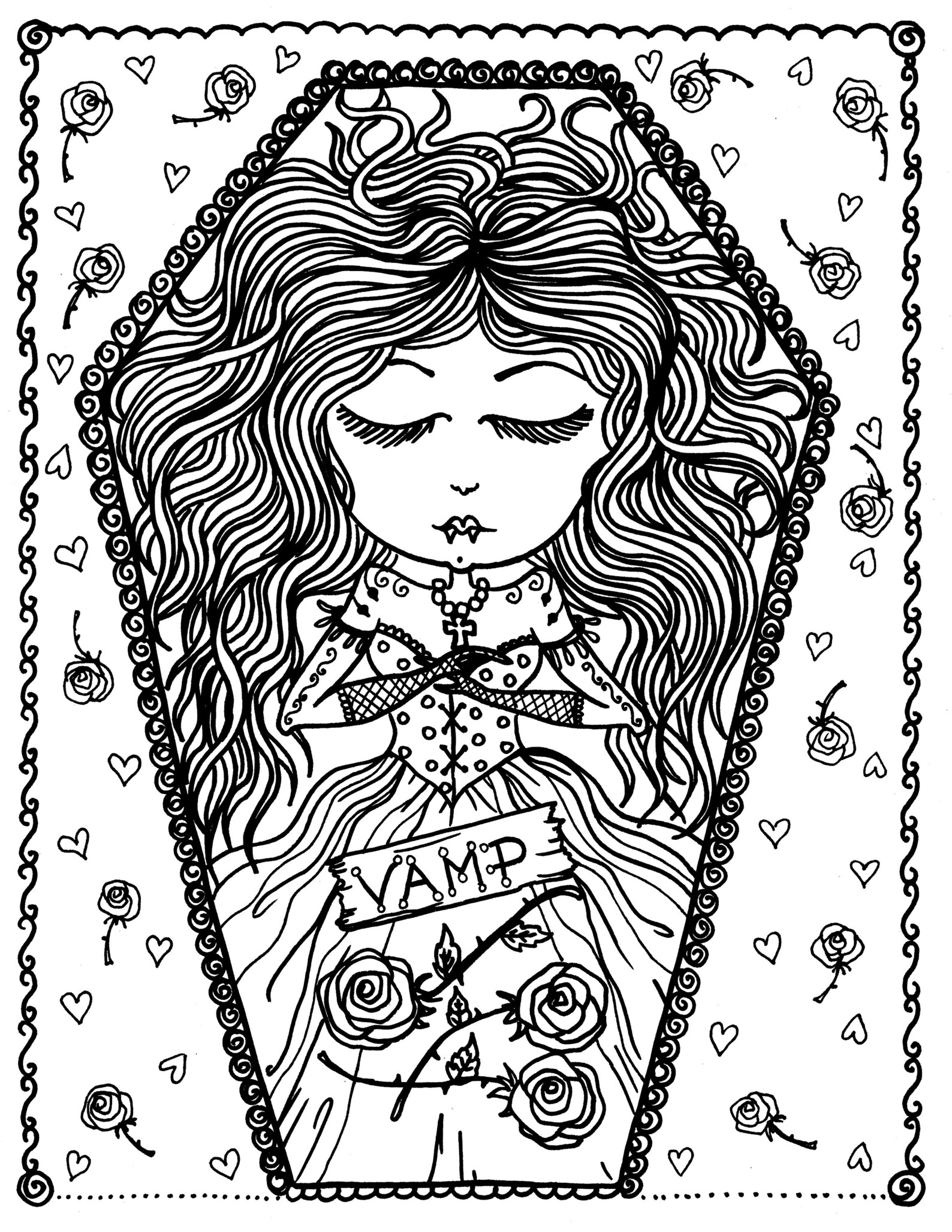 Vampire Vixens Digital Coloring Book Hallween Creepy Cute | Etsy