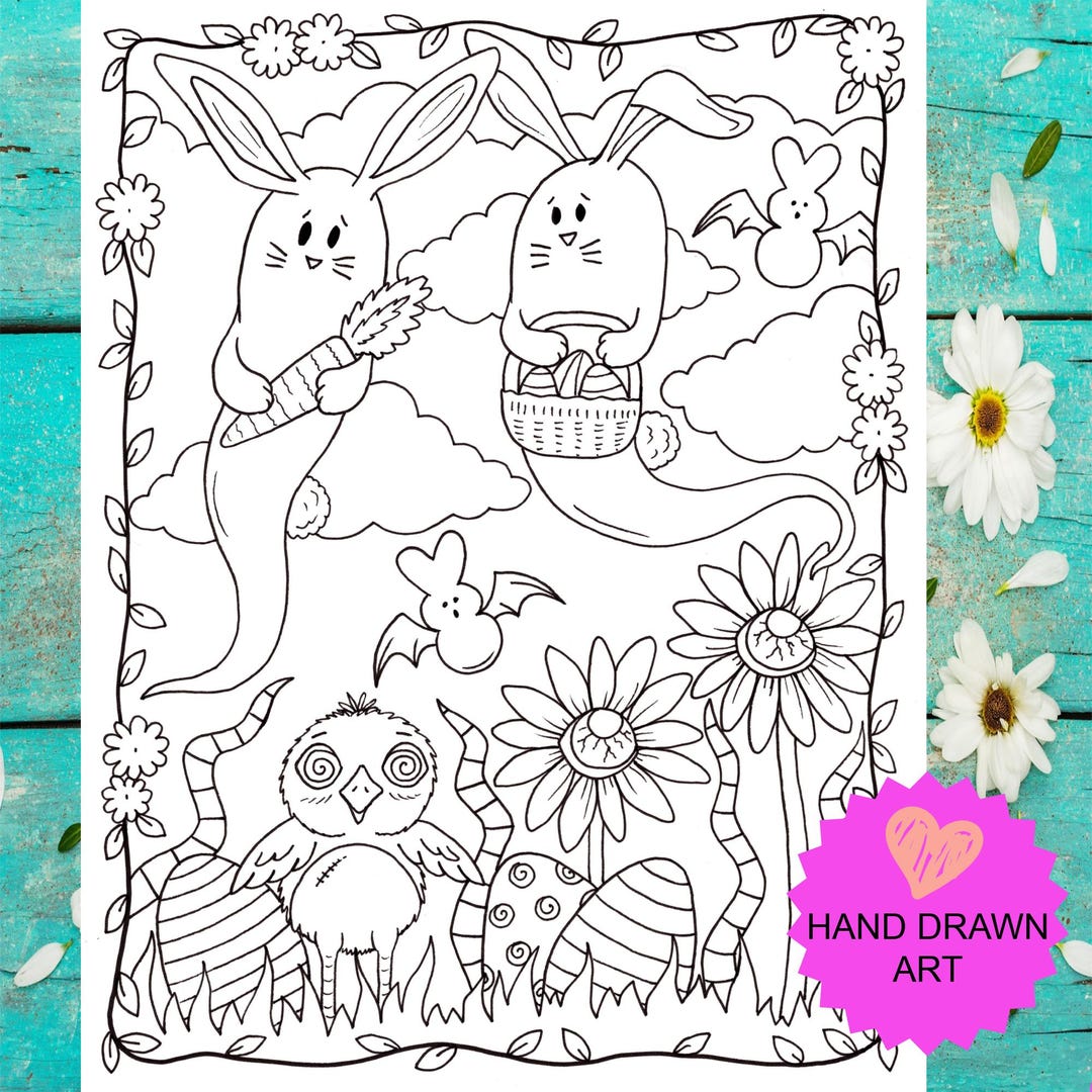 Spring Haunting Coloring Page. Instant Download. Hand Drawn. - Etsy