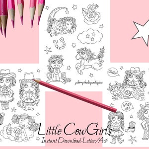 Hee Haw Cowgirls! Mini Pages to Color. 10 Tiny Cow-girl Illustrations ...
